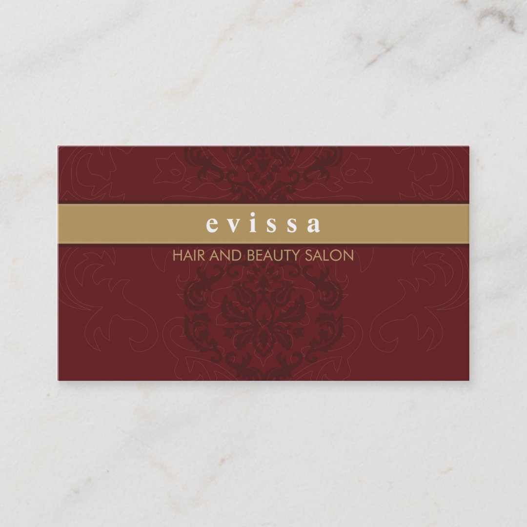 BUSINESS CARD elegant finesse gold maroon | Zazzle