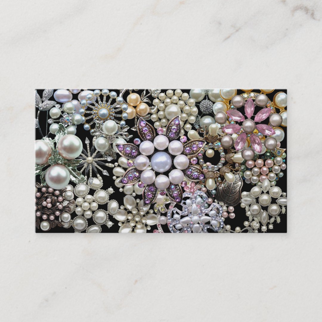 Business Card Elegant Lots of Pearls Collage | Zazzle