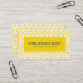 BUSINESS CARD fresh chevron pattern yellow grey | Zazzle