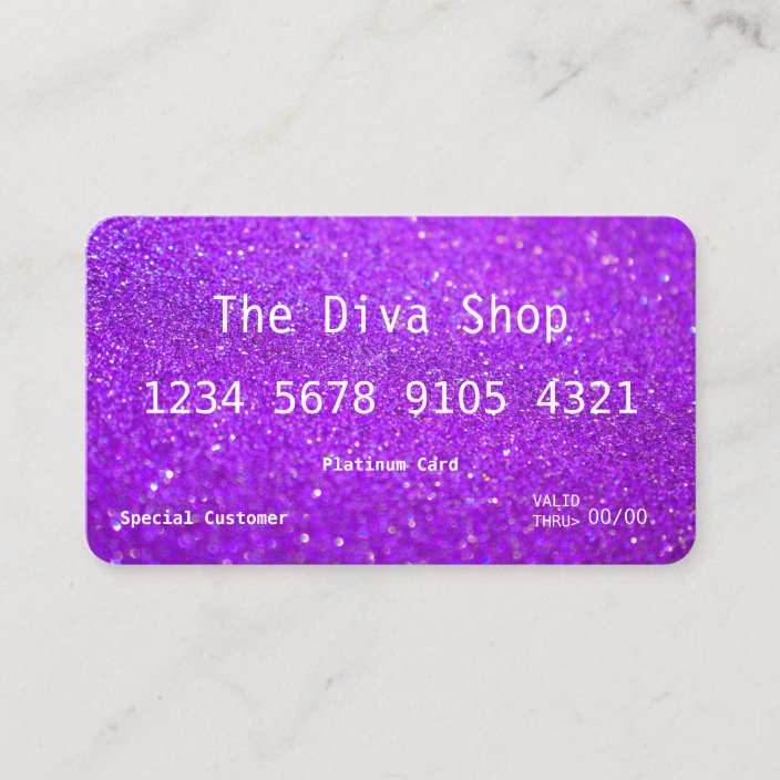 Business Card | Glitter Credit Card Purple | Zazzle.com