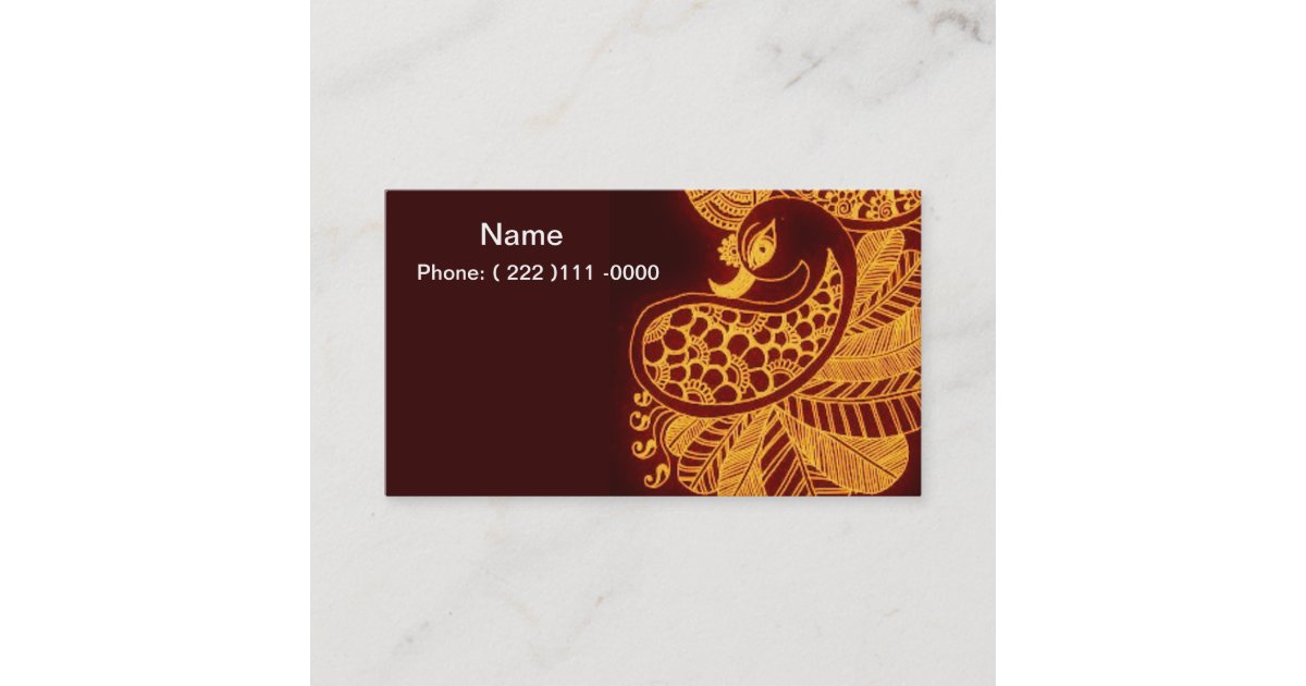 Business Card Gold Mehndi | Zazzle