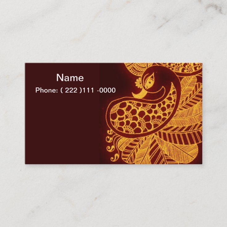 Business Card Gold Mehndi | Zazzle