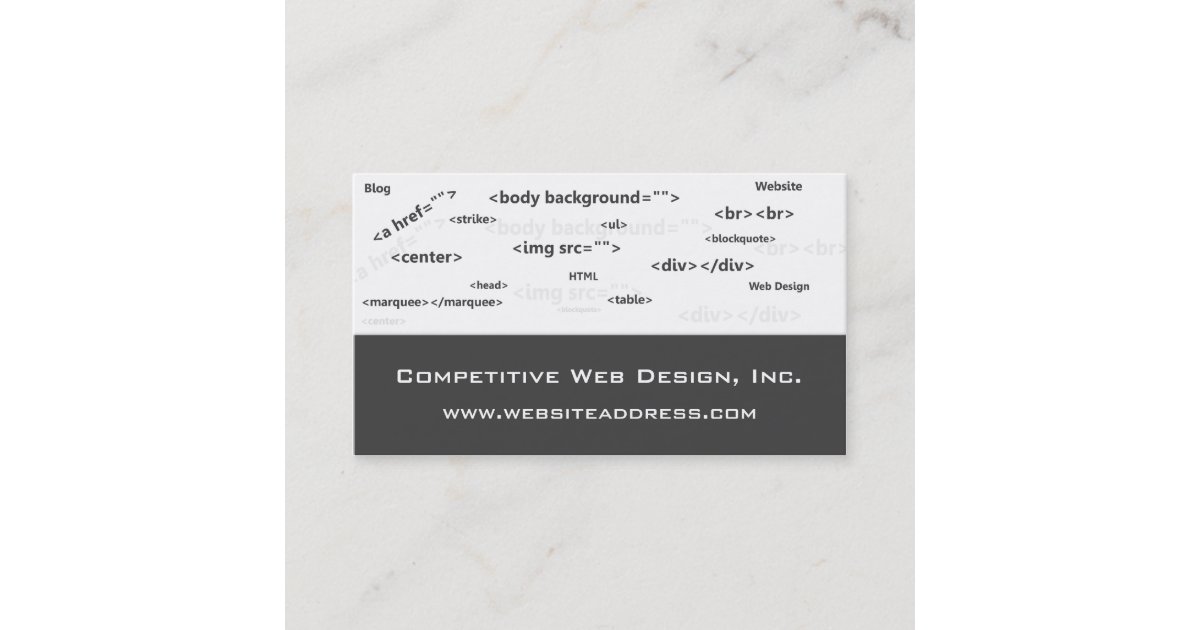 Business Card :: HTML Code Web Design | Zazzle