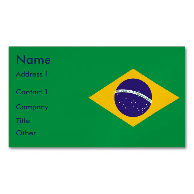 Business Card Magnet with Flag of Brazil | Zazzle
