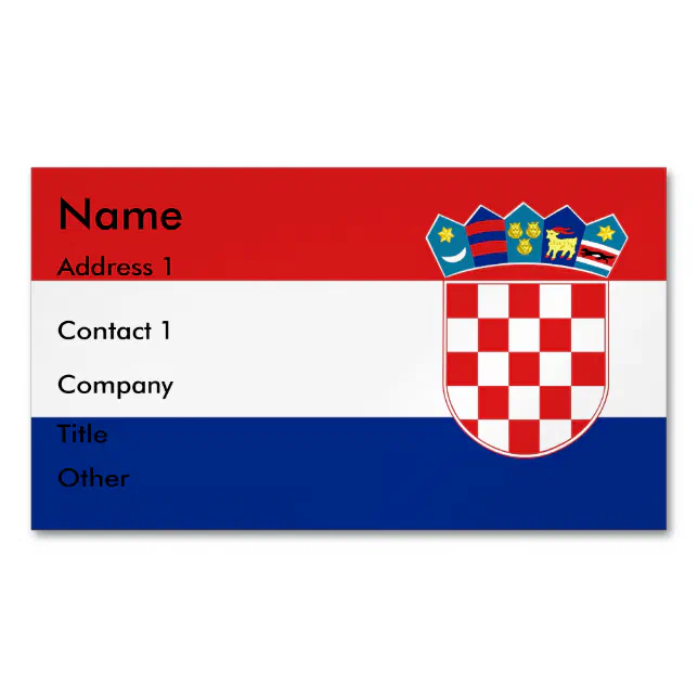 Business Card Magnet with Flag of Croatia | Zazzle