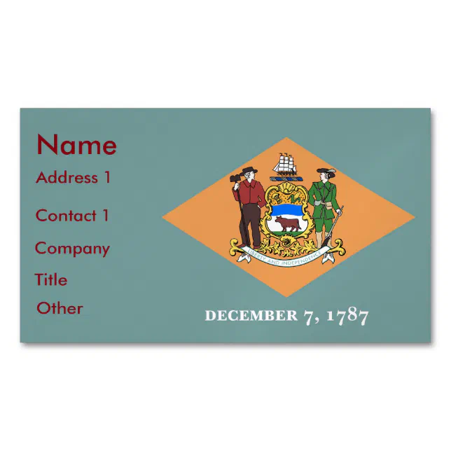 Business Card Magnet with Flag of Delaware | Zazzle