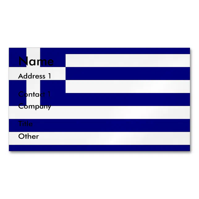 Business Card Magnet with Flag of Greece | Zazzle