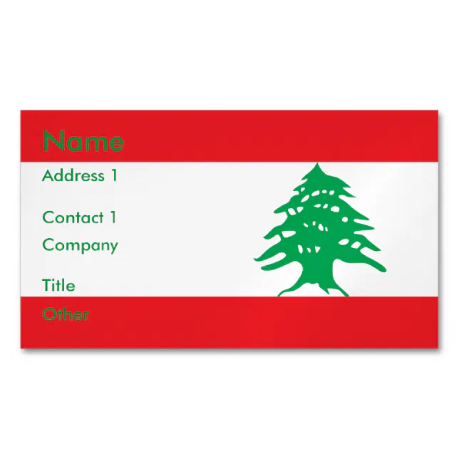Business Card Magnet with Flag of Lebanon | Zazzle