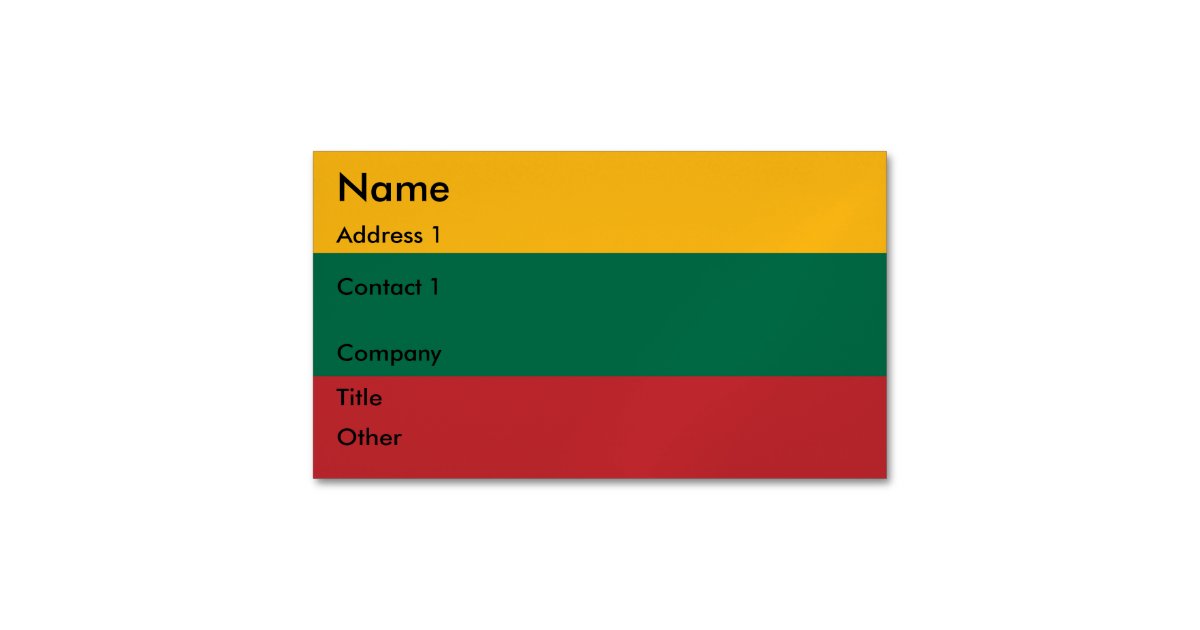 Business Card Magnet with Flag of Lithuania | Zazzle