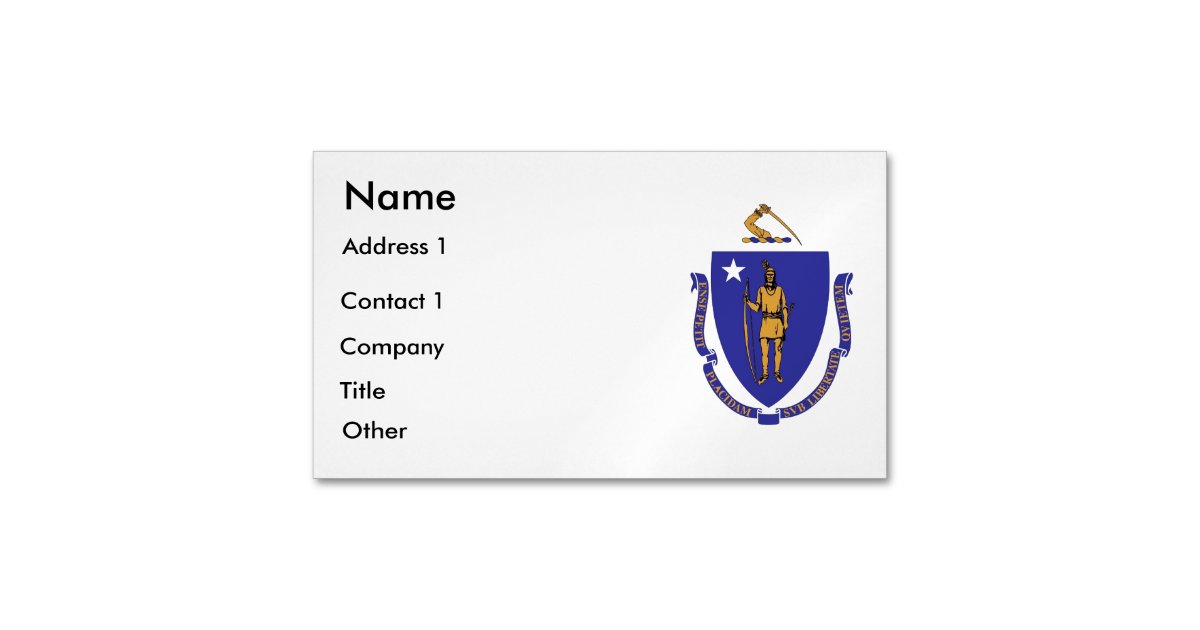 Business Card Magnet with Flag of Massachusetts | Zazzle