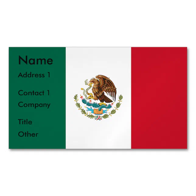 Business Card Magnet with Flag of Mexico | Zazzle