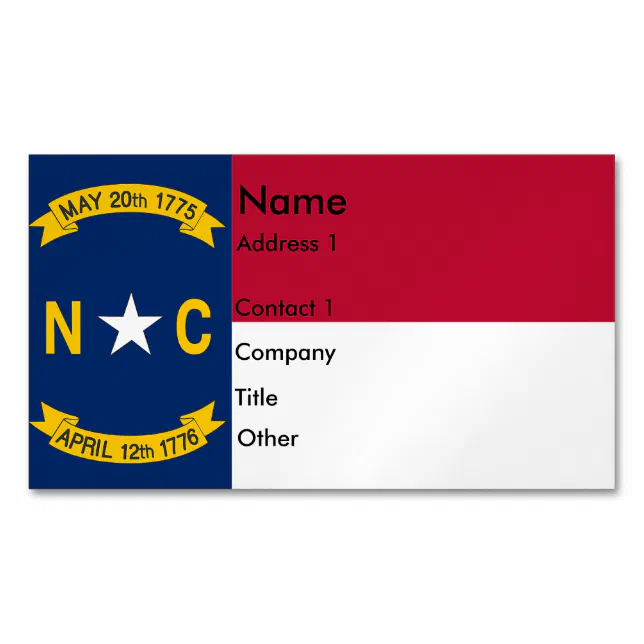 Business Card Magnet with Flag of North Carolina | Zazzle