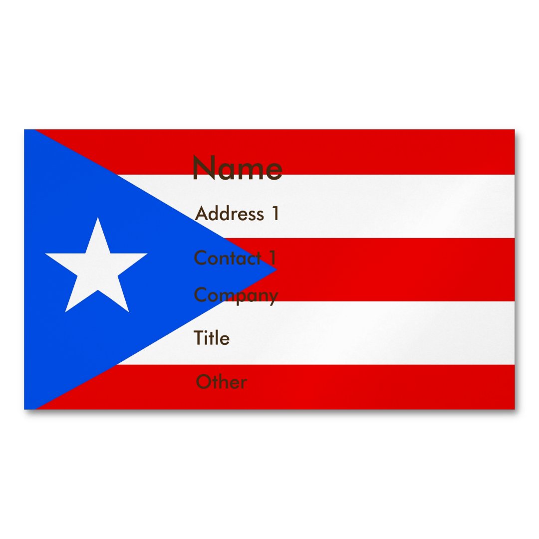 Business Card Magnet with Flag of Puerto Rico | Zazzle