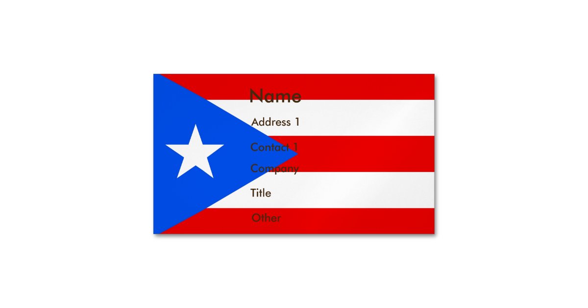 Business Card Magnet with Flag of Puerto Rico | Zazzle