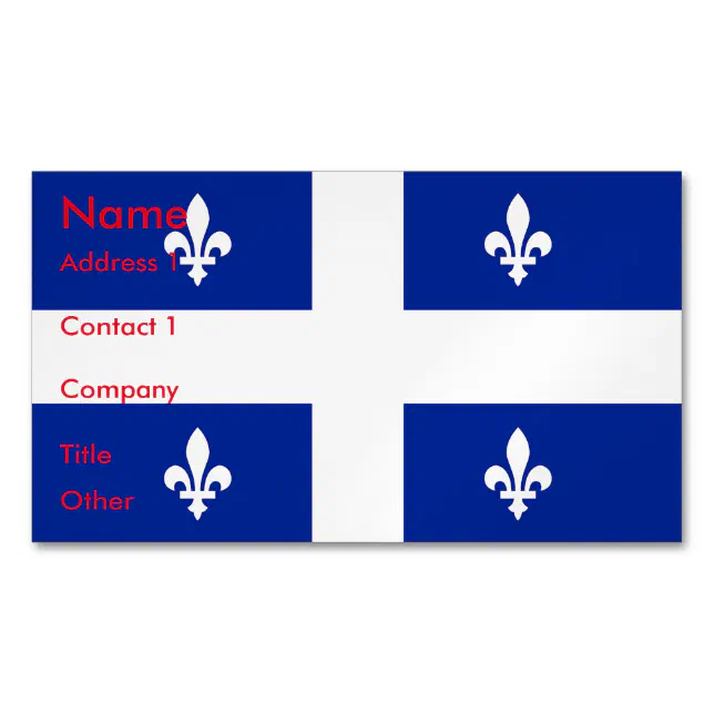 Business Card Magnet with Flag of Quebec | Zazzle