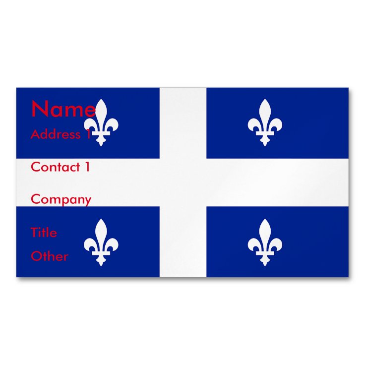Business Card Magnet with Flag of Quebec | Zazzle