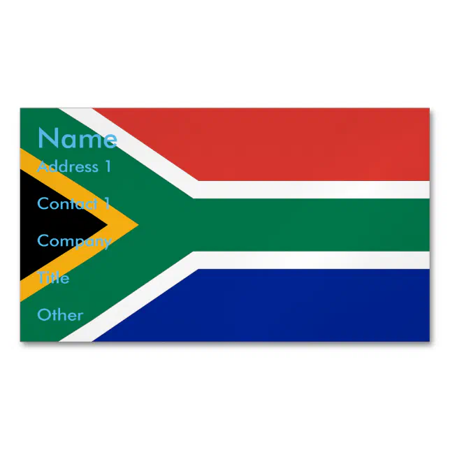 Business Card Magnet with Flag of South Africa | Zazzle