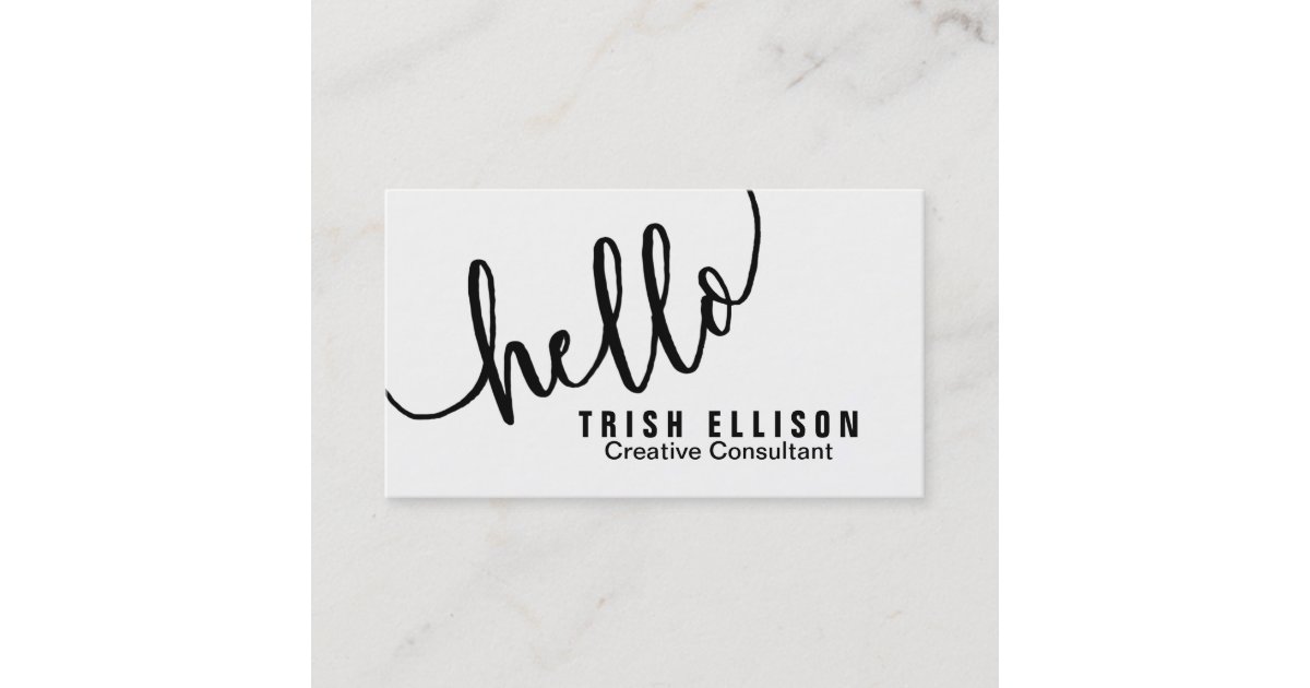 Business Card Minimalist Custom Template Hello | Zazzle