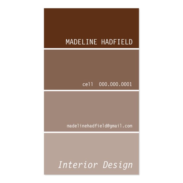 BUSINESS CARD paint chip swatch chocolate brown