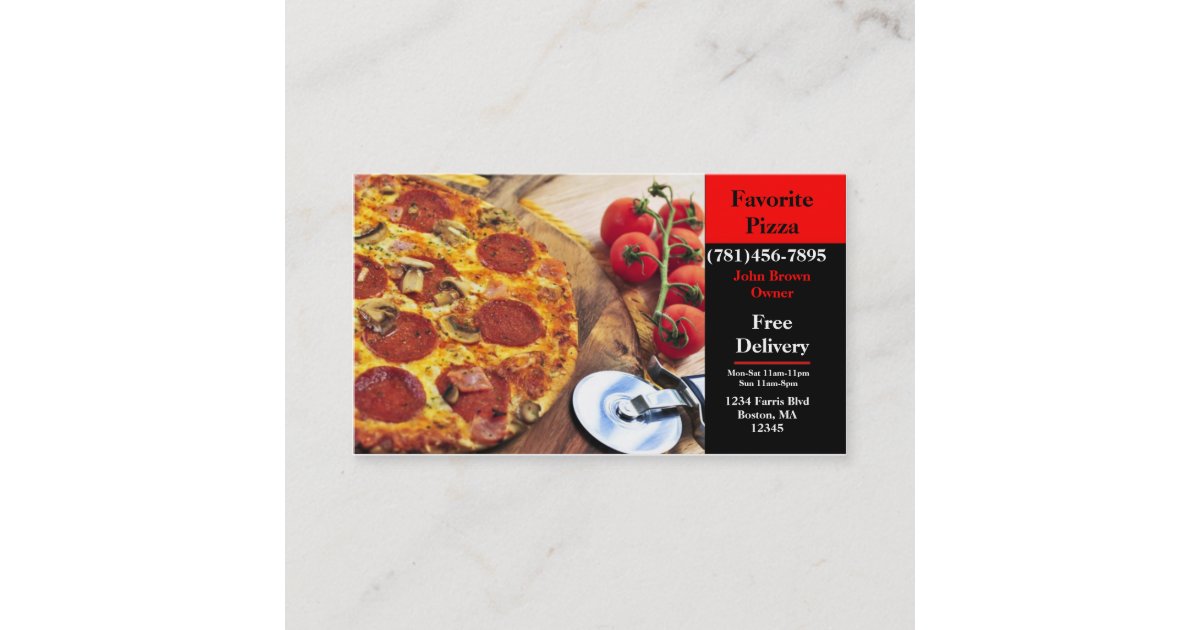 Business Card Pizza Restaurant | Zazzle