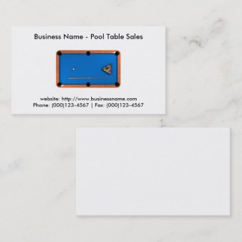 Business Card: Pool Table Sales Business Card | Zazzle