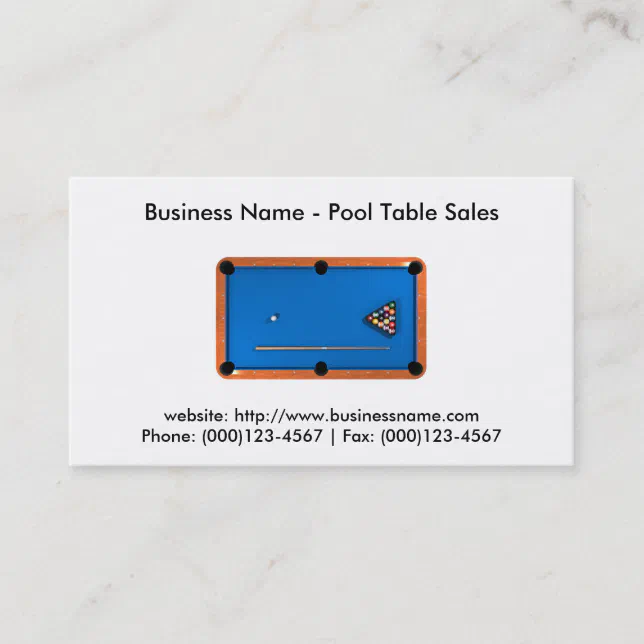 Business Card: Pool Table Sales Business Card | Zazzle