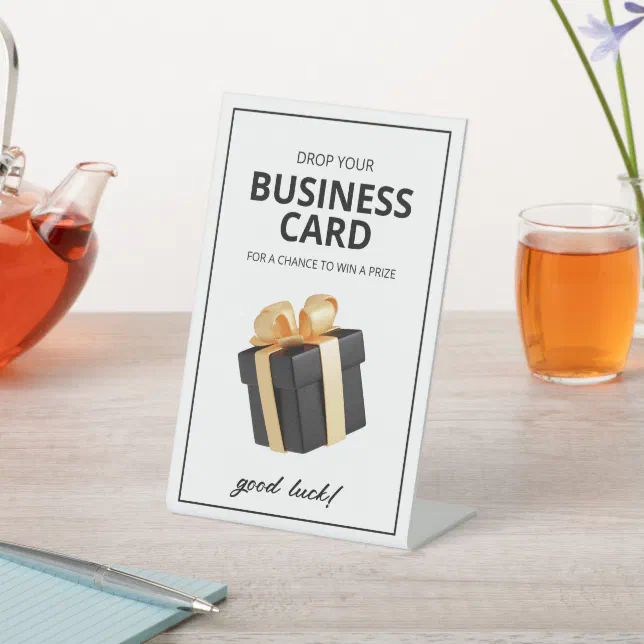 Business Card Raffle Bowl Sign | Zazzle