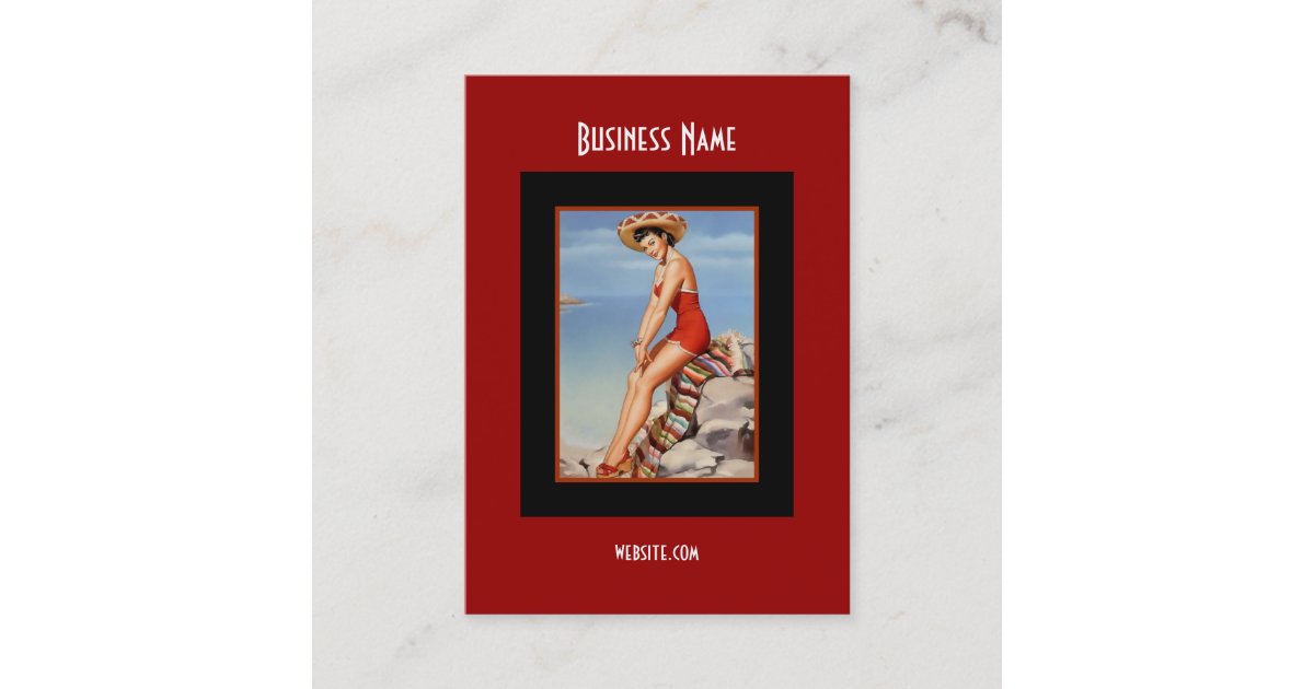 Business Card Red Black Pin up Girl Vintage retro | Zazzle.com