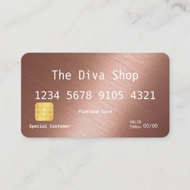 Business Card | Rose Gold Brushed Credit Card | Zazzle