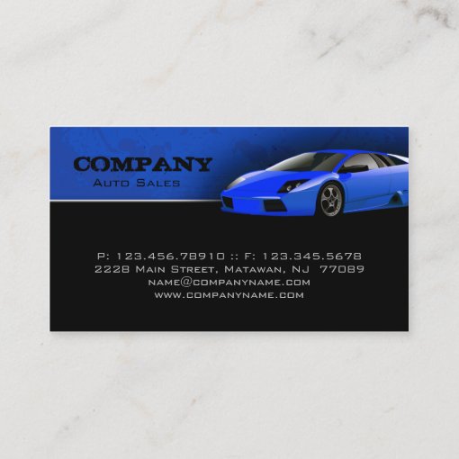 Business Card Royal Blue Sports Car | Zazzle