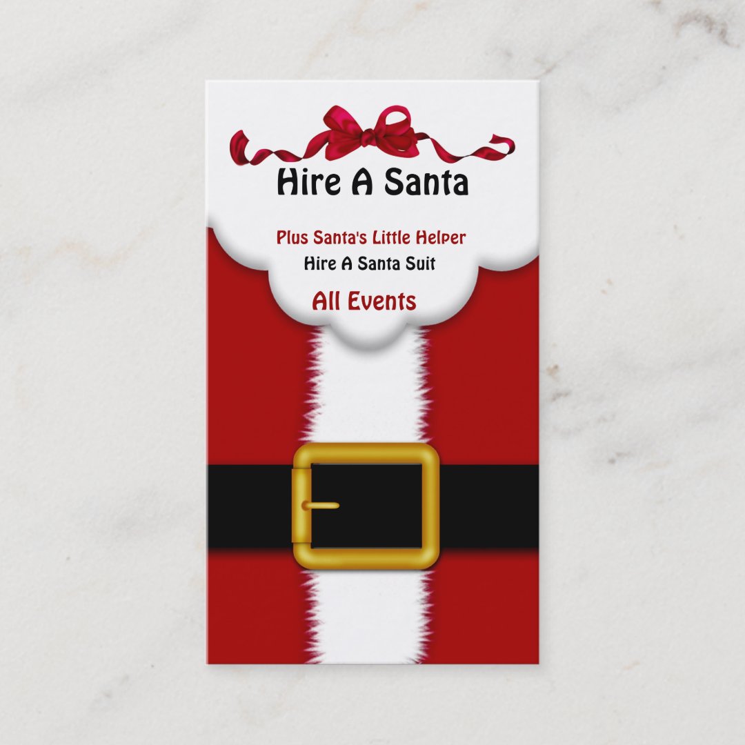 Business Card Santa Hire Service Suit For parties | Zazzle