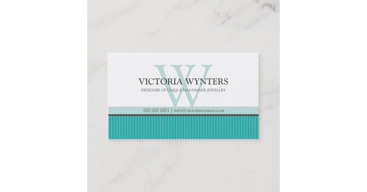 BUSINESS CARD smart modern monogram jade green | Zazzle