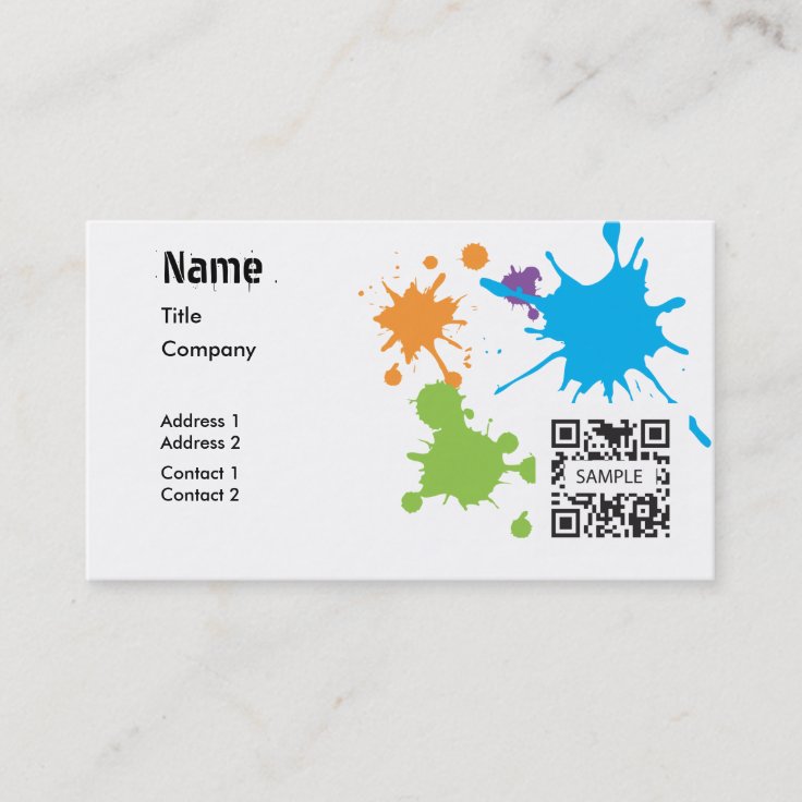 Business Card Template Generic Paint Splatter | Zazzle