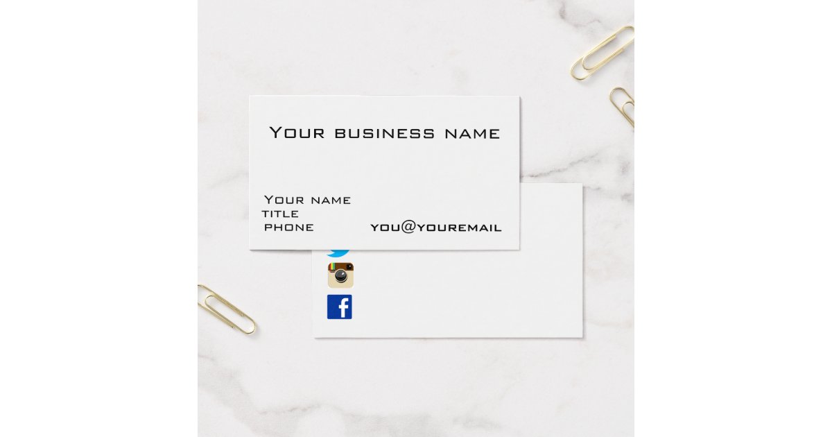 Business card template with social media icons | Zazzle.com
