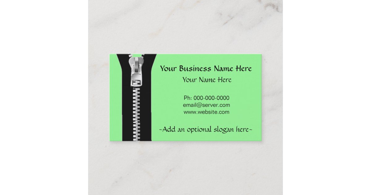 Business card template with zipper | Zazzle