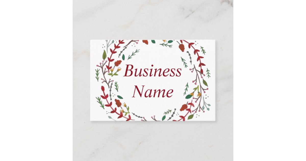 Business Card - Winter Red Wreath | Zazzle