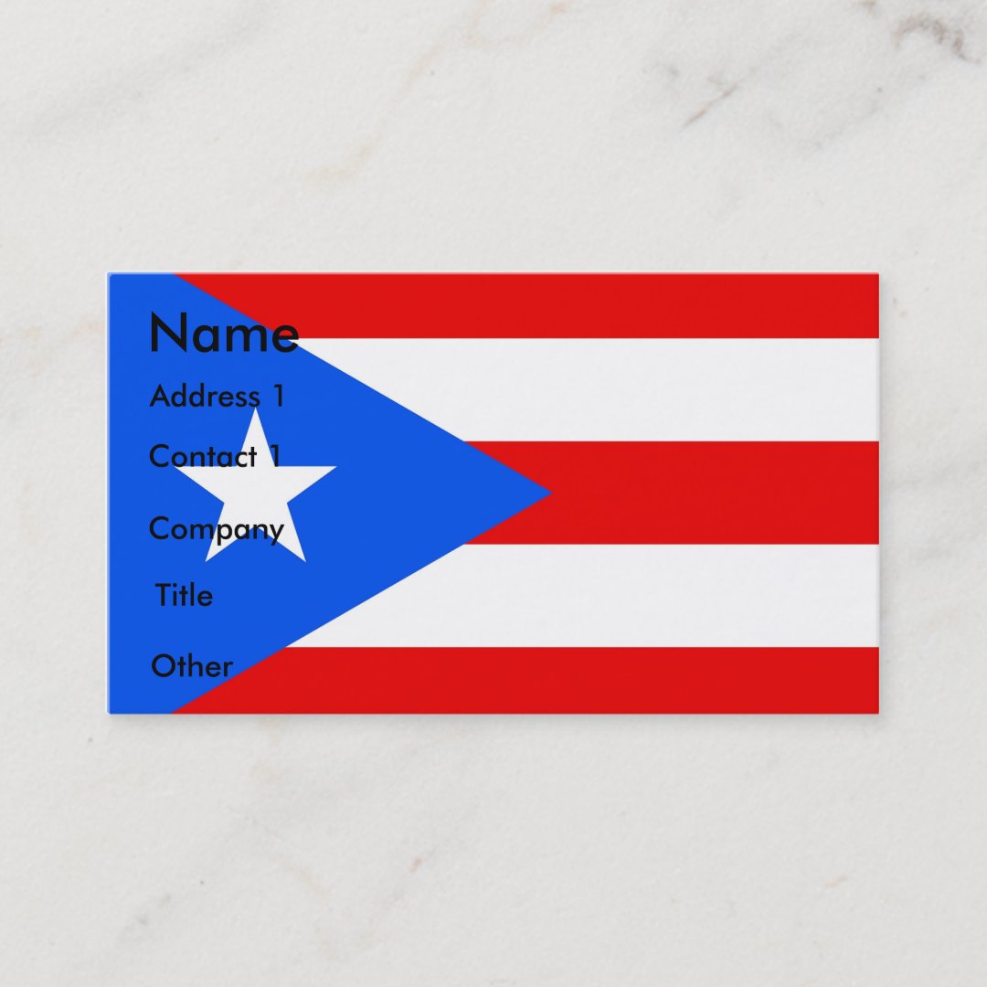 Business Card with Flag of Puerto Rico U.S.A. | Zazzle