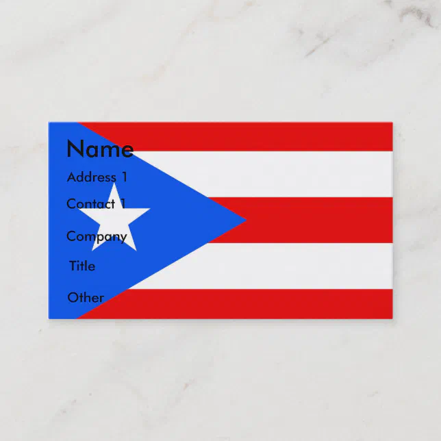 Business Card with Flag of Puerto Rico U.S.A. | Zazzle