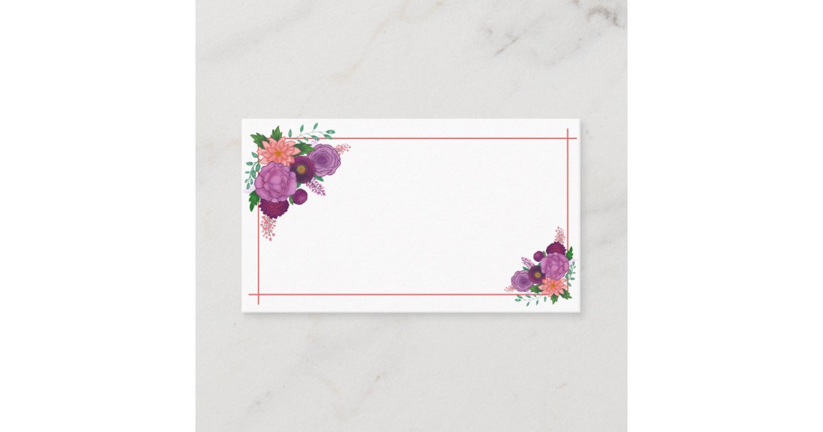Business Card with Purple Flower Border | Zazzle