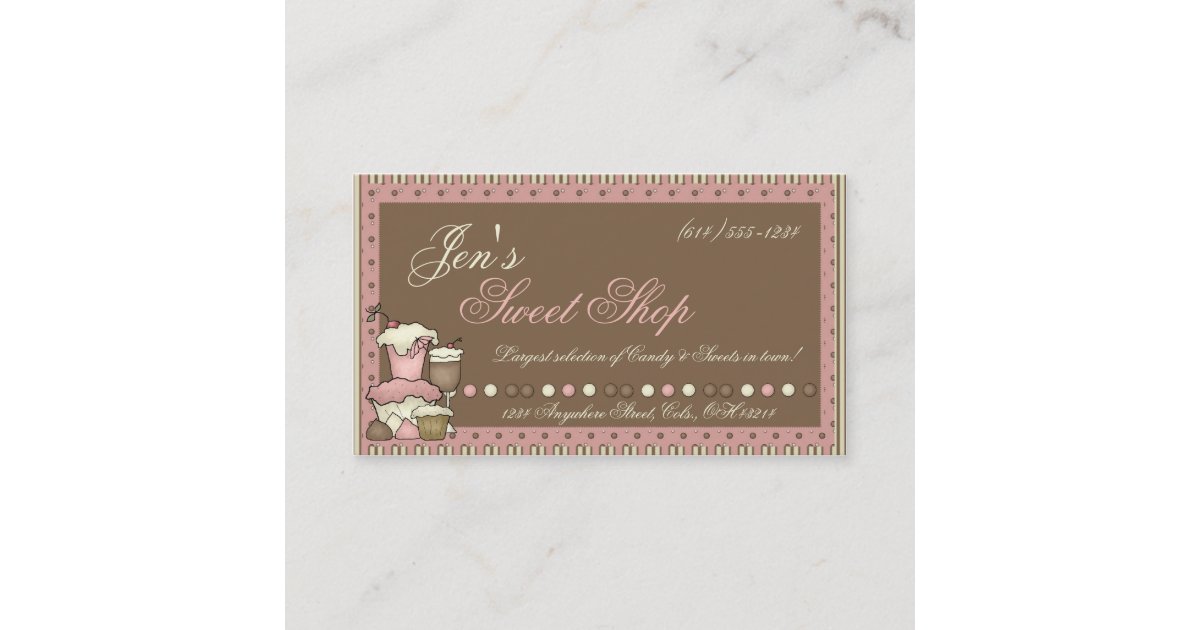 Business Cards :: Candy, Cupcakes & Sweet Shop | Zazzle