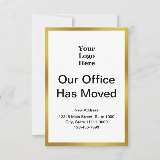 Business Change of Address Gold and White Template | Zazzle