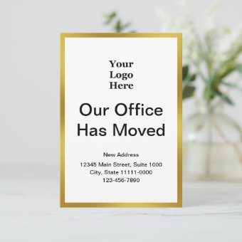 Business Change of Address Gold and White Template | Zazzle
