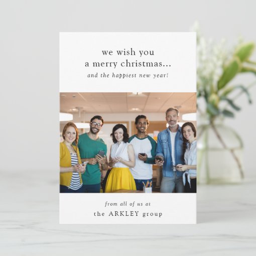 Business Christmas | Minimal Team Photo Corporate Holiday Card | Zazzle