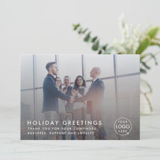 Business Christmas | Modern Corporate Photo Logo Holiday Card | Zazzle