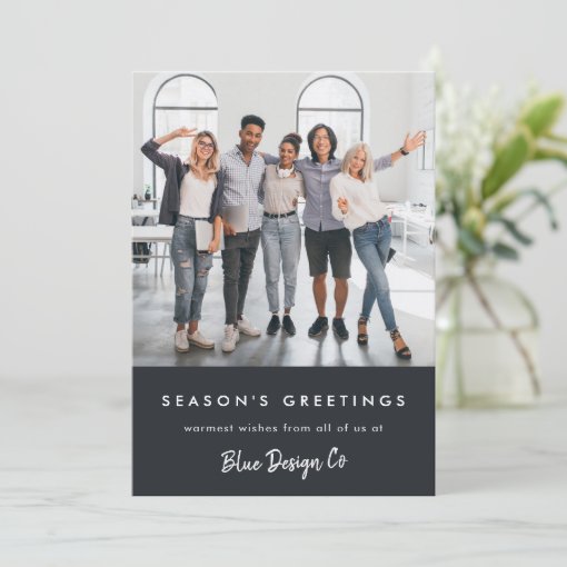 Business Christmas | Modern Stylish Team Photo Holiday Card | Zazzle