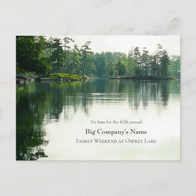 Business Church Weekend Camping Retreat lakeside Postcard | Zazzle