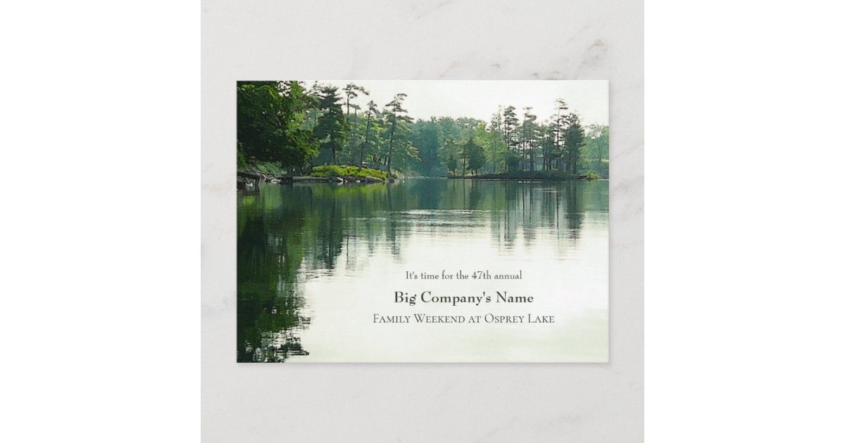 Business Church Weekend Camping Retreat lakeside Postcard | Zazzle