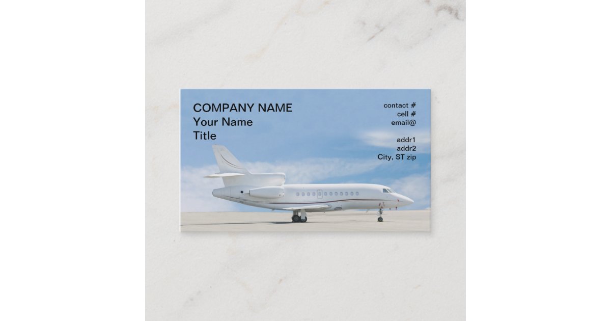 business class jet business card | Zazzle
