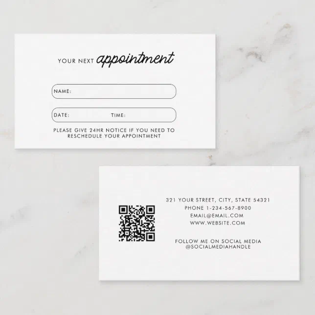 Business Client Appointment Card QR Code Stylish | Zazzle