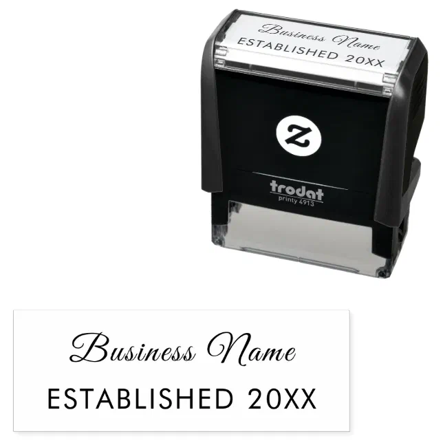 Business comapany name established script self-inking stamp | Zazzle